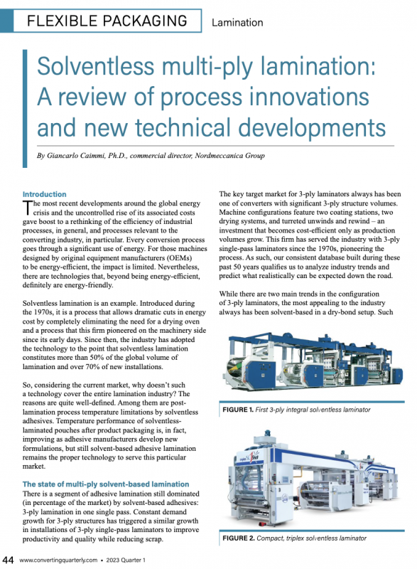 Nordmeccanica solventless multi-ply lamination - Corvet Technologies